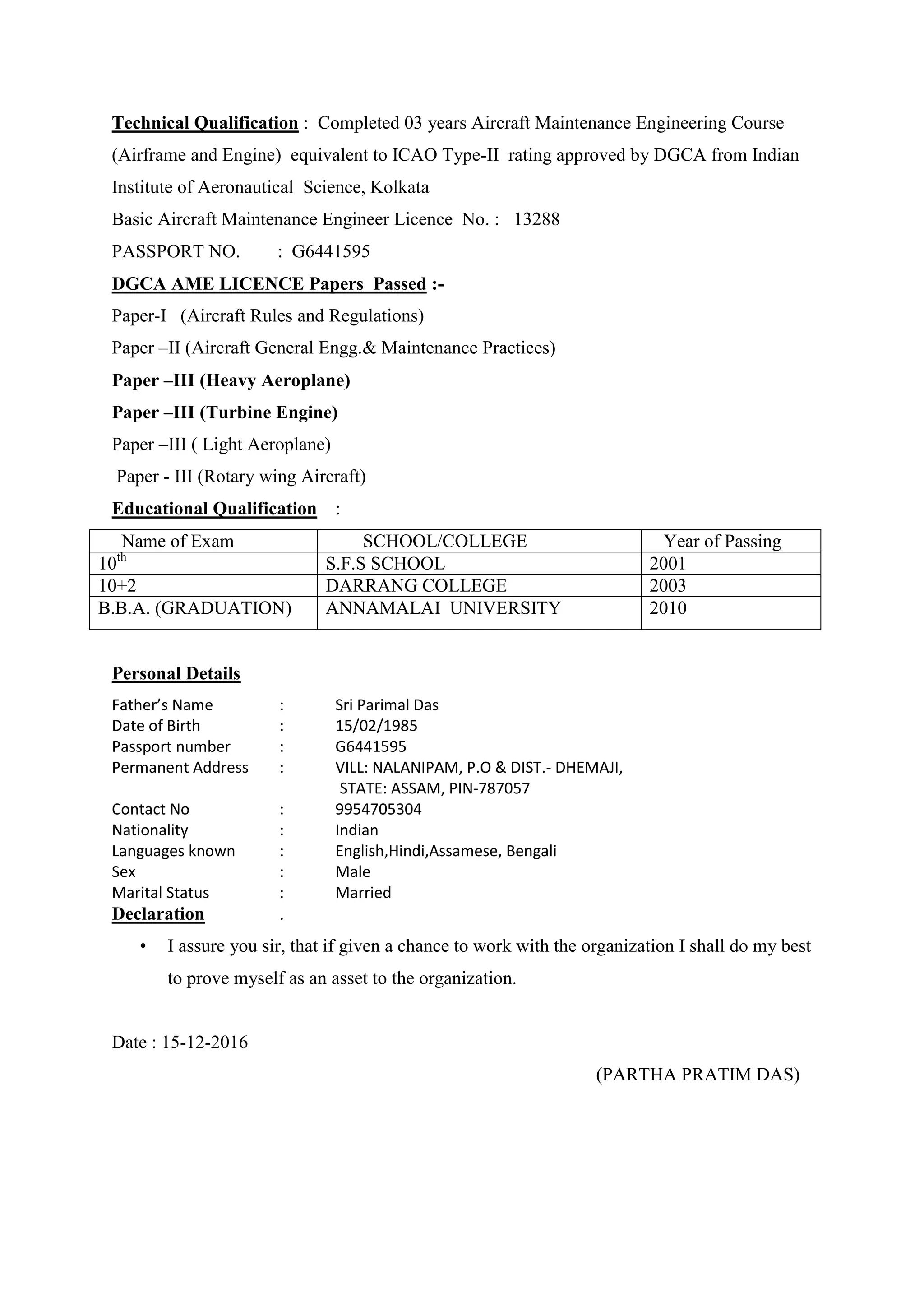 PARTHA P. DAS CV | PDF