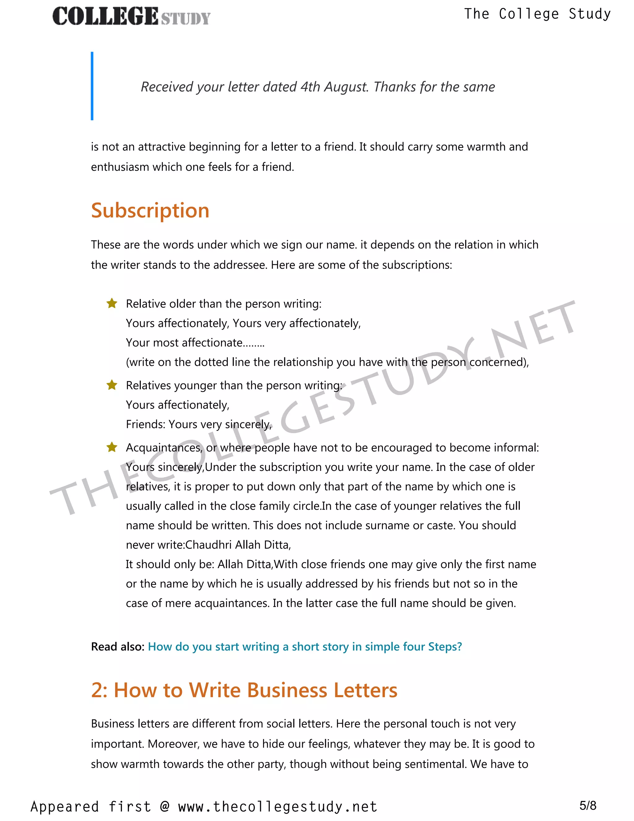 37 an introduction to letter writing the college study | PDF