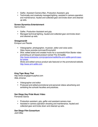 Film Resume John Freeman no personal info | PDF