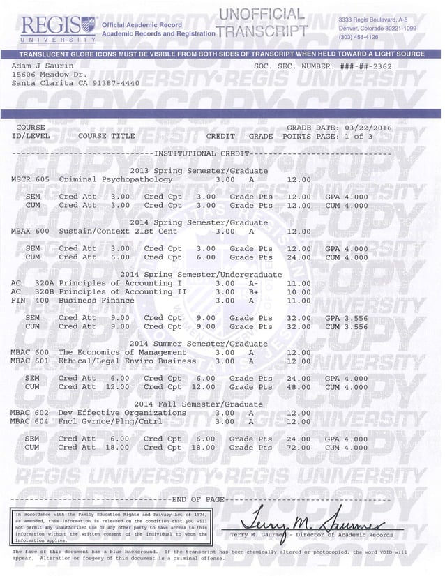 MBA and Transcript | PPT