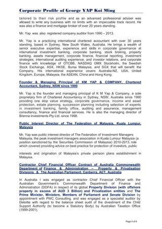 KMY GLOBAL_CORPORATE PROFILE_GEORGE YAP KM | PDF