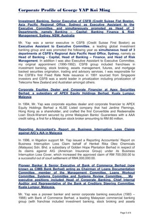 KMY GLOBAL_CORPORATE PROFILE_GEORGE YAP KM | PDF