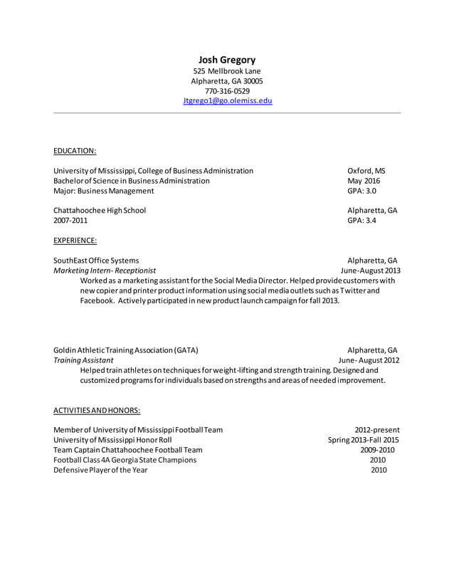Josh Gregory- Resume | DOCX