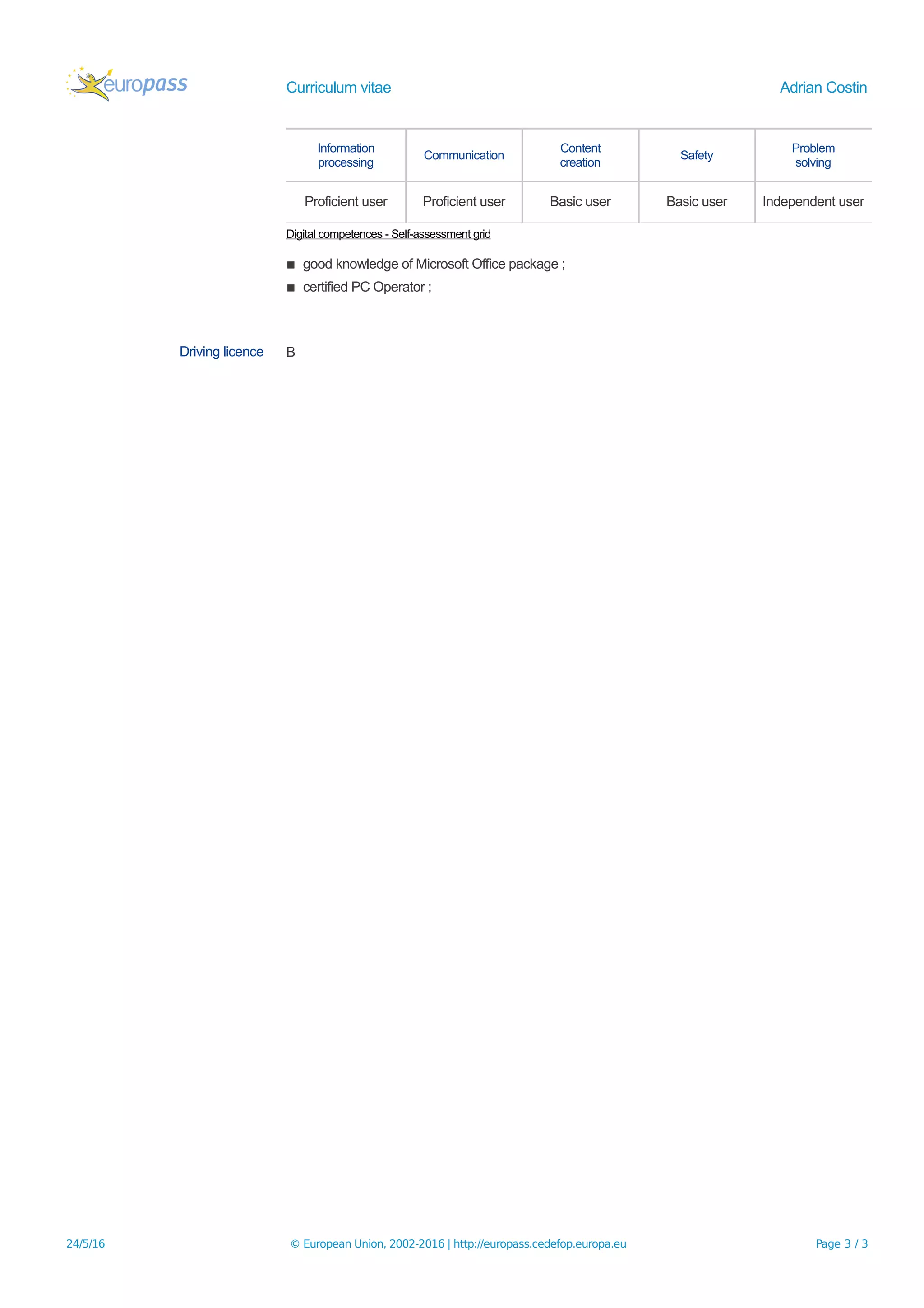 CV-Adrian Costin | PDF