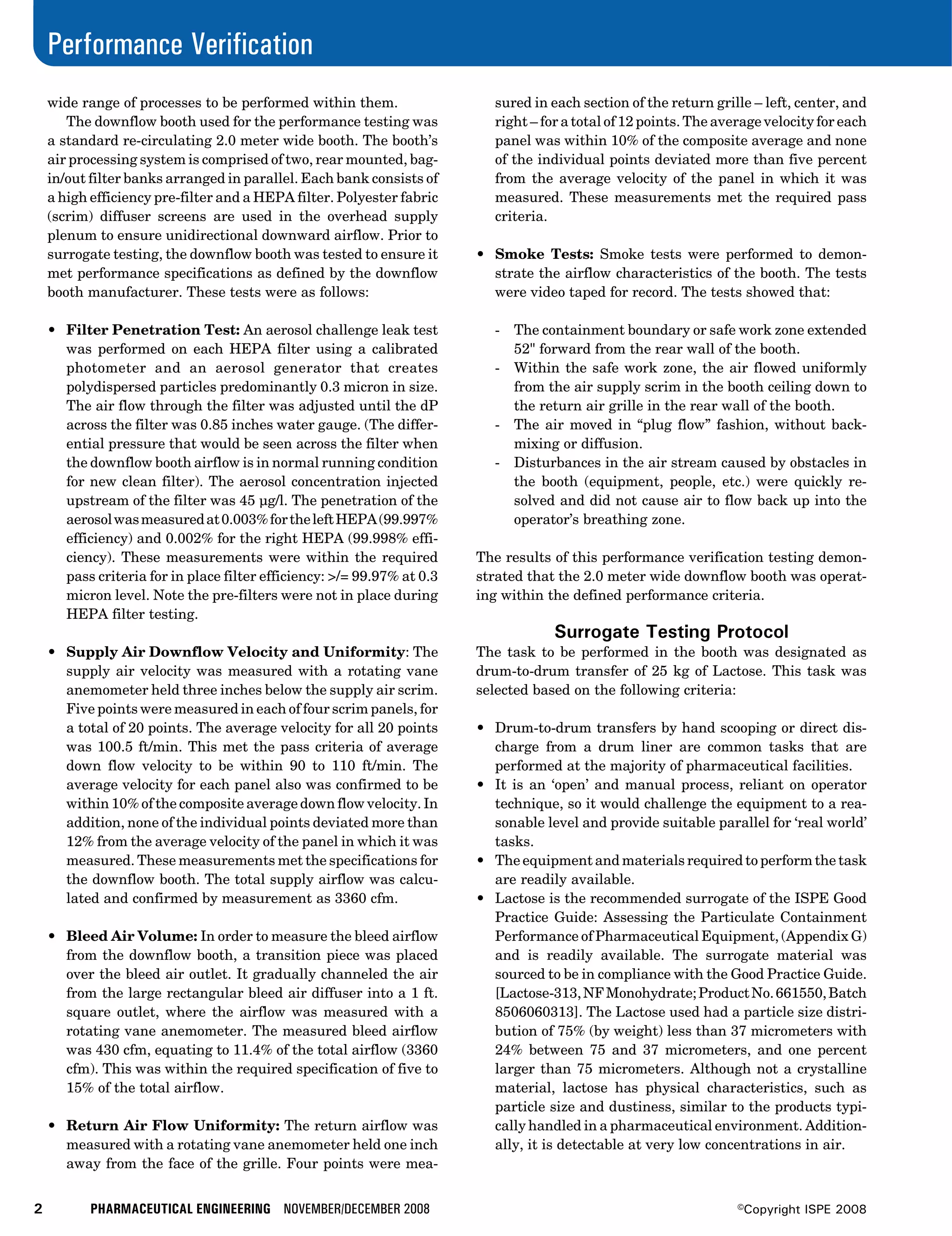 Pharmaceutical Engineering Downflow Booth Testing | PDF