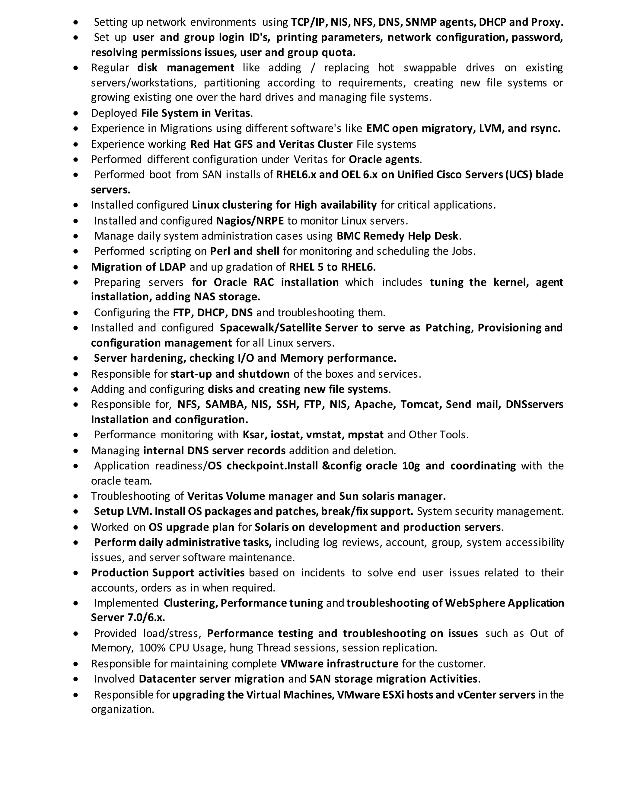 rama linux solaris vmware admin resume | DOCX