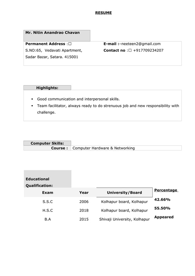 NITIN RESUME | DOC