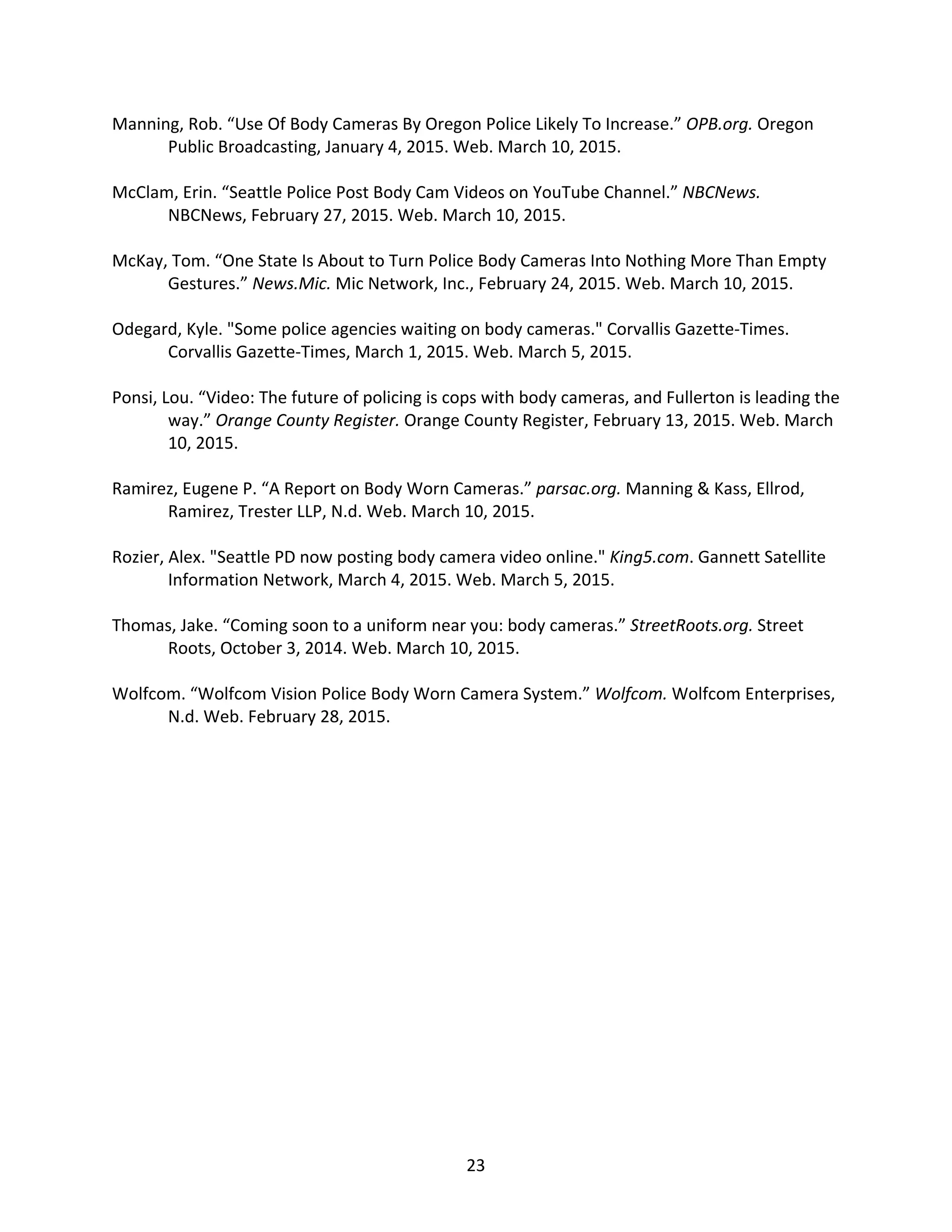 Research Paper - Advantages and Disadvantages of Police Body Cameras | PDF