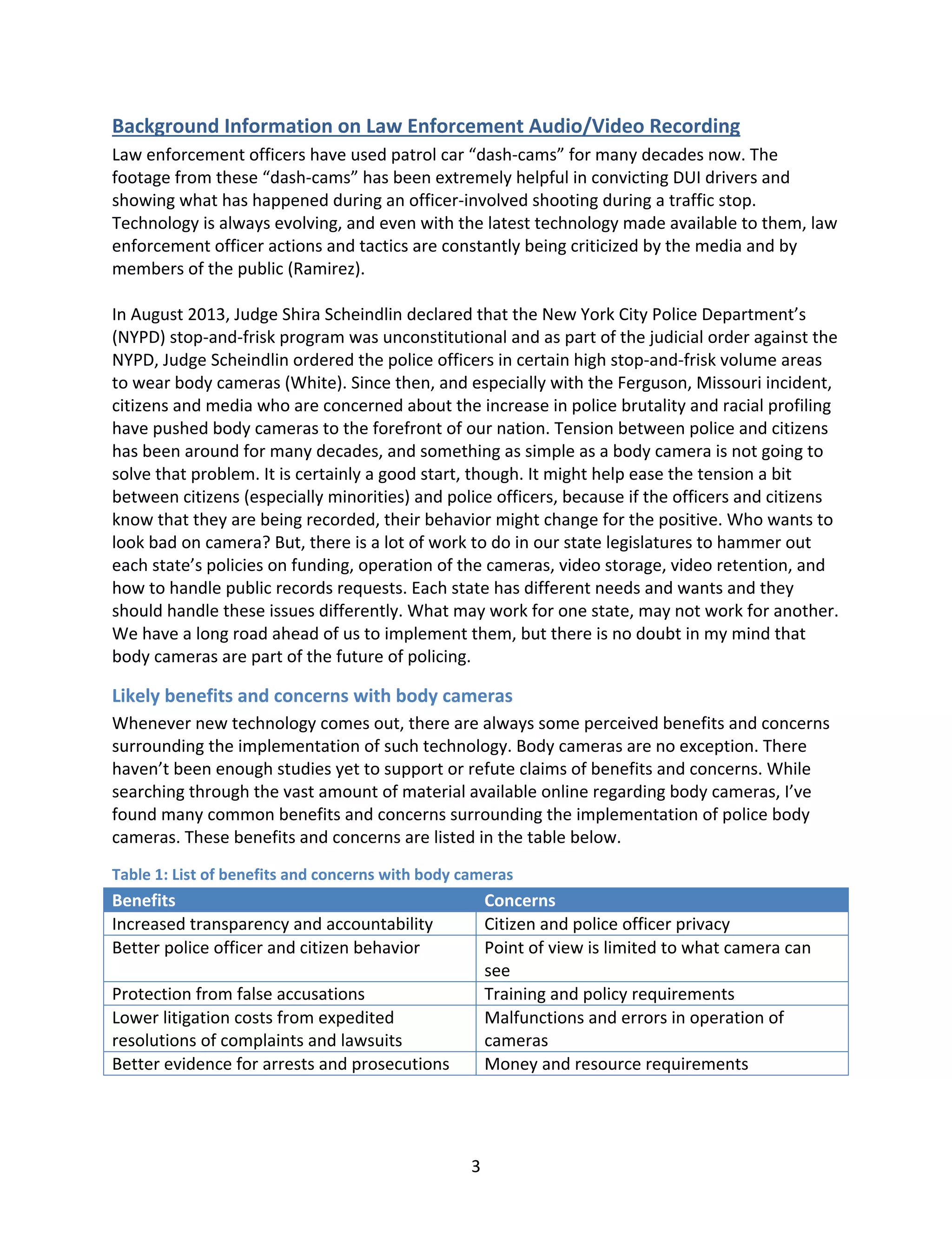 Research Paper - Advantages and Disadvantages of Police Body Cameras | PDF
