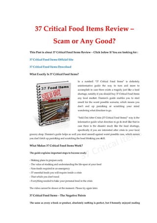 37 Critical Items List | PDF