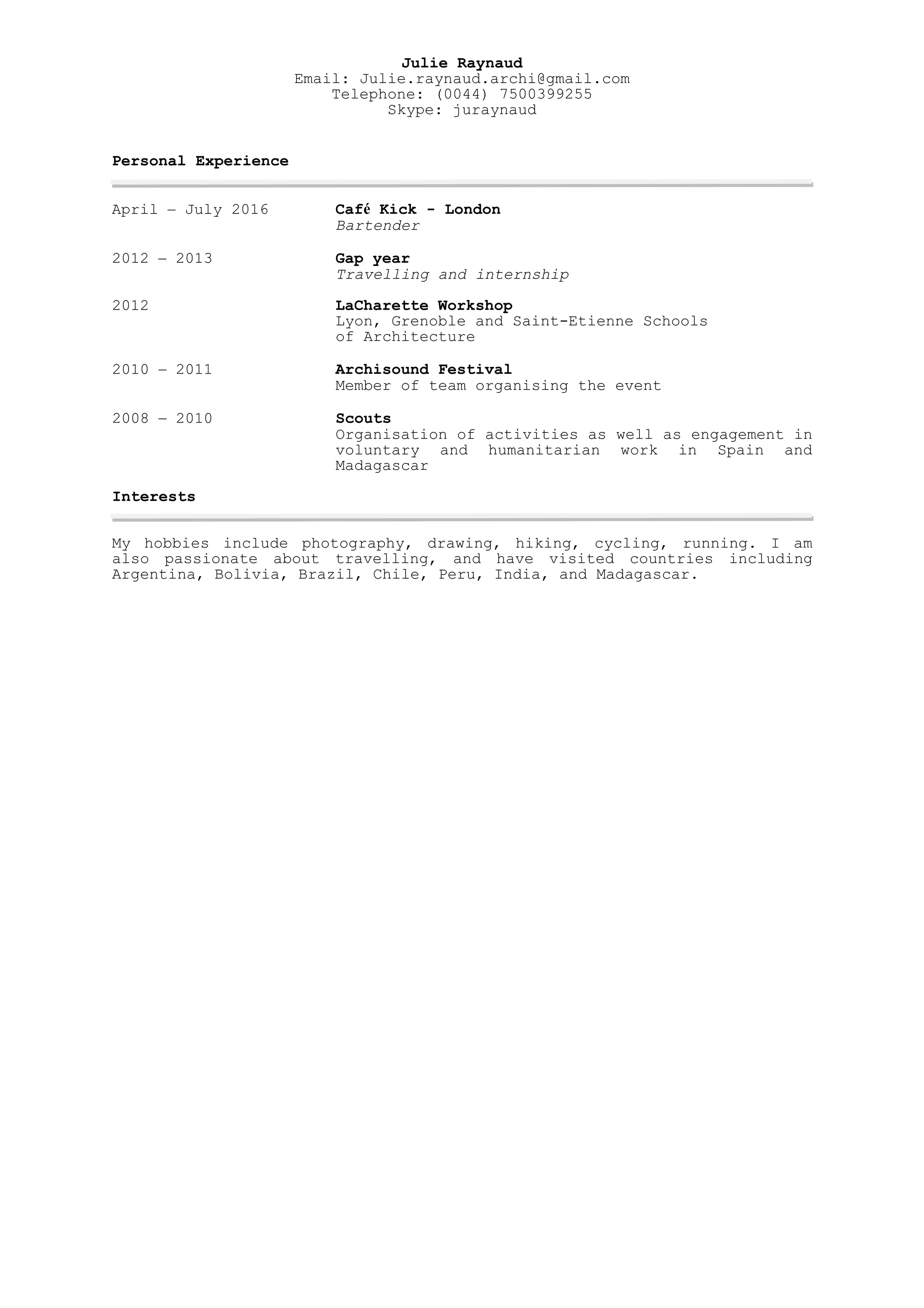 CV - Julie RAYNAUD | PDF