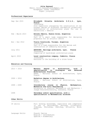 CV - Julie RAYNAUD | PDF