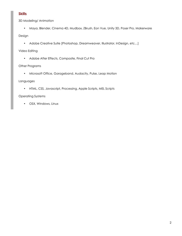 Resume Standard | PDF | 3-D Graphics | Computer Software and Applications