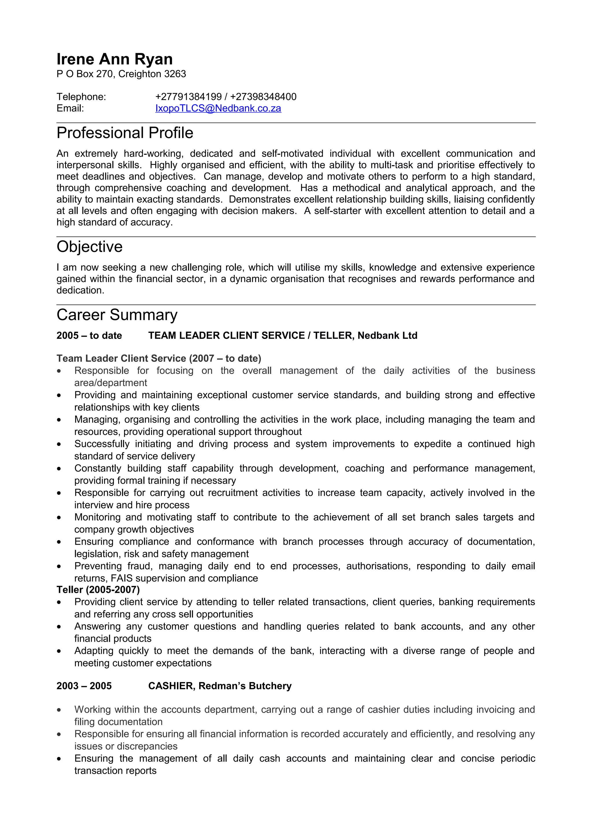 Irene Ryan CV - MW 17010 | DOC