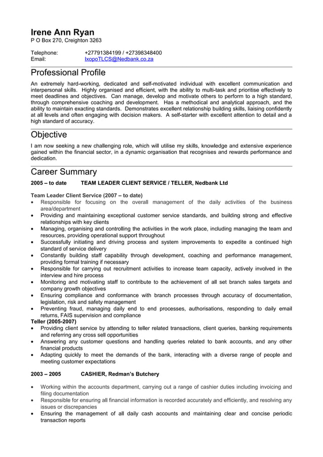 Irene Ryan CV - MW 17010 | PDF