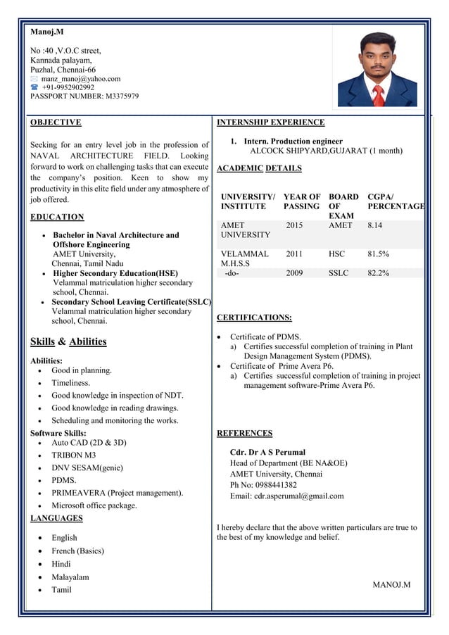 MANOJ RESUME | PDF