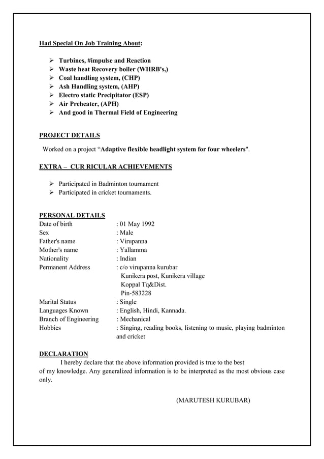 maruti resume | PDF