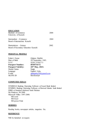 ALI MUJTABA-CV, UBL | DOCX