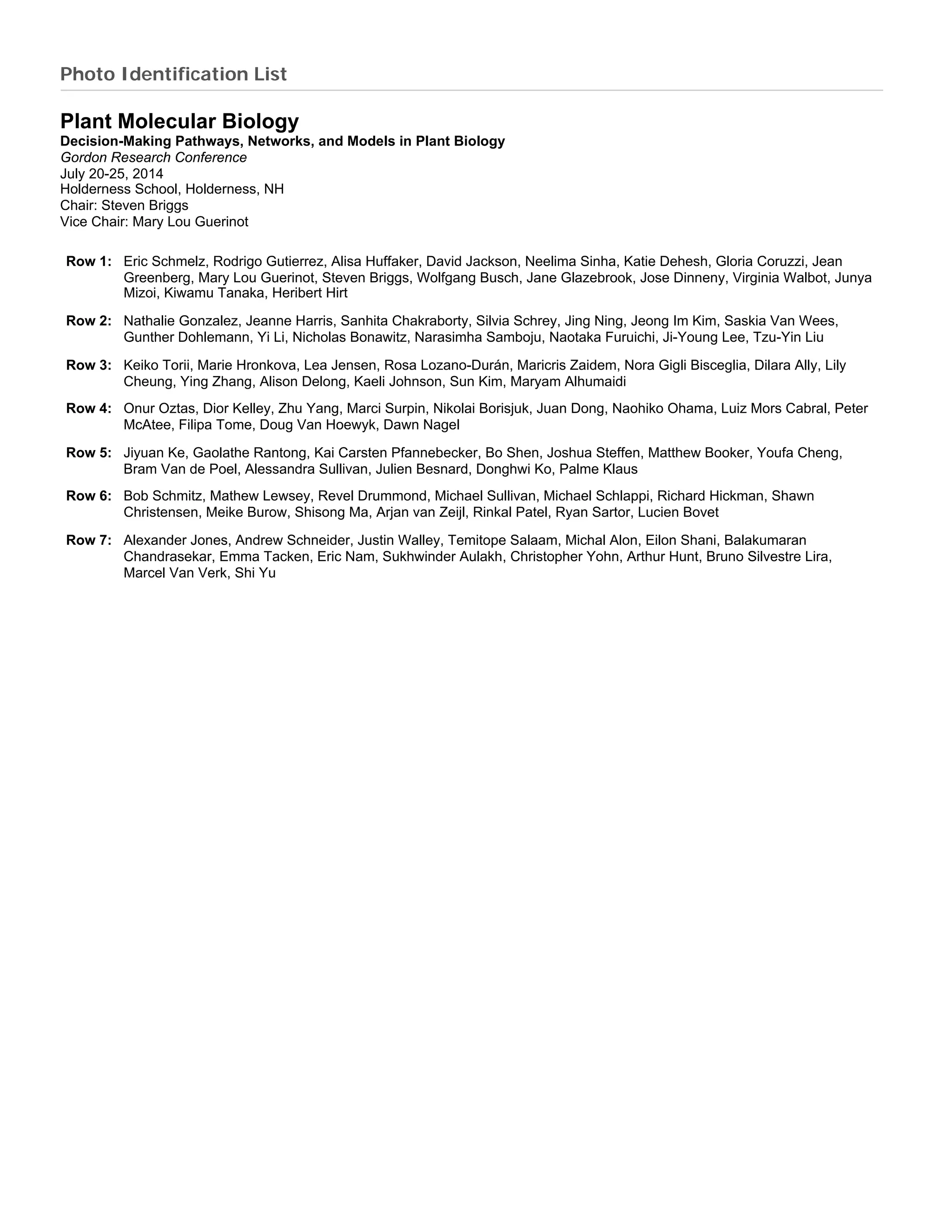 Gordon Research Conference_Plant Molecular Biology_2014 | PDF