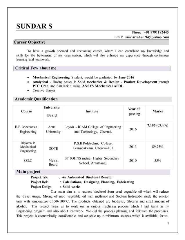 sundar resume | PDF
