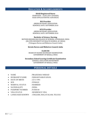 Resume_HAAD_RegisteredNurse_PrajeeshaNishad | PDF