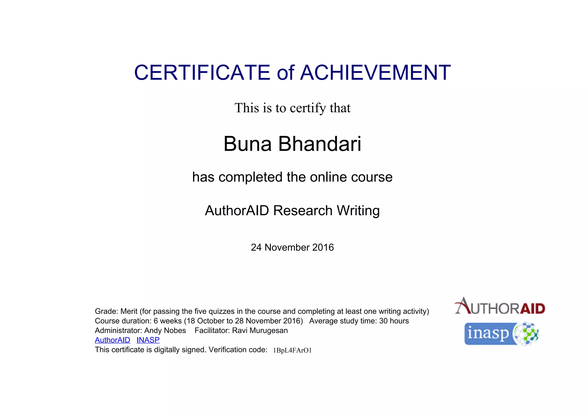 AuthorAID Research Writing_Merit grade certificate | PPT
