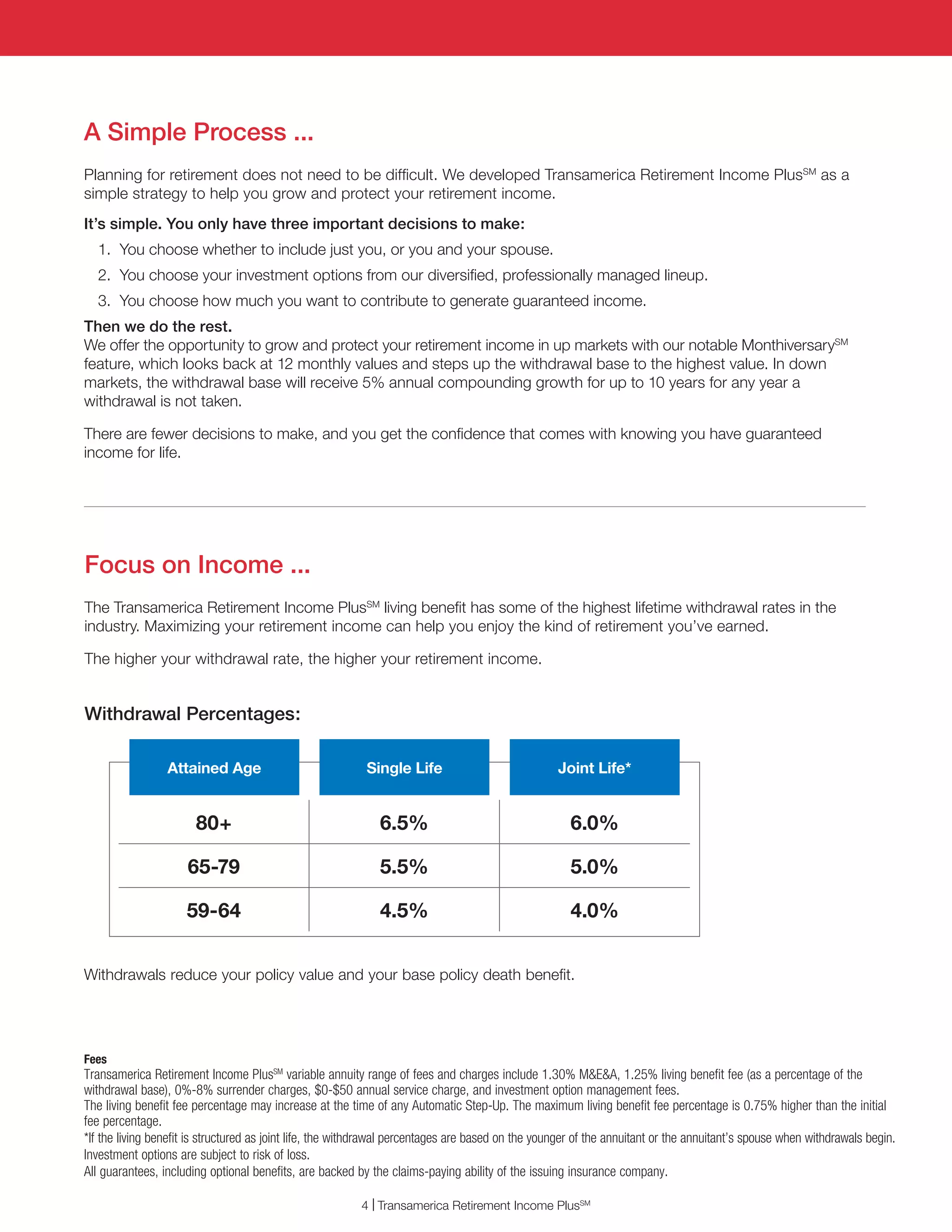 Transamerica Retirement Income Plus Brochure | PDF