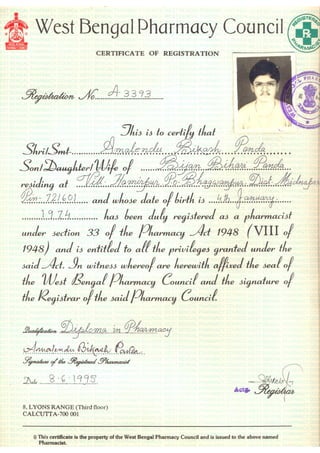 PHARMACY REGISTRATION CERTIFICATE | PDF