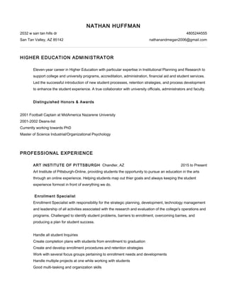 Nathan Huffman2.rtfresumeword | RTF | Professional School ...