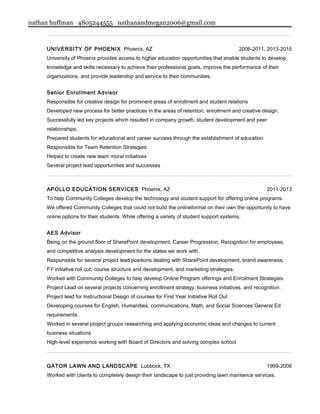 Nathan Huffman2.rtfresumeword | RTF | Professional School ...