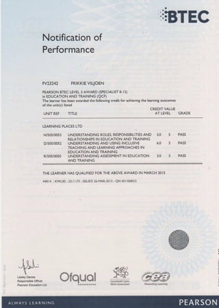 FV - BTEC Level 3 Award Education and Training | PDF