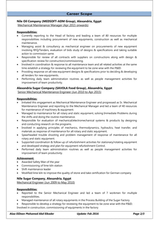 CV(Mechanical maintenance Engineer-project Manager)Alaa Abd ElKader ...