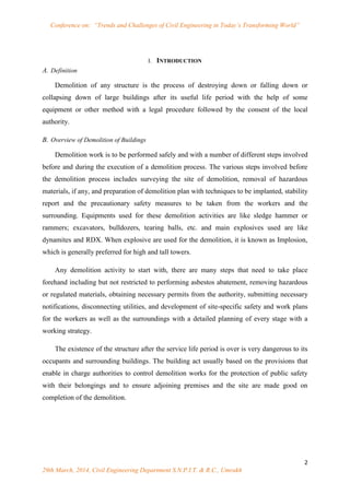 DEMOLITION OF BUILDINGS: INTEGRATED NOVEL APPROACH | PDF