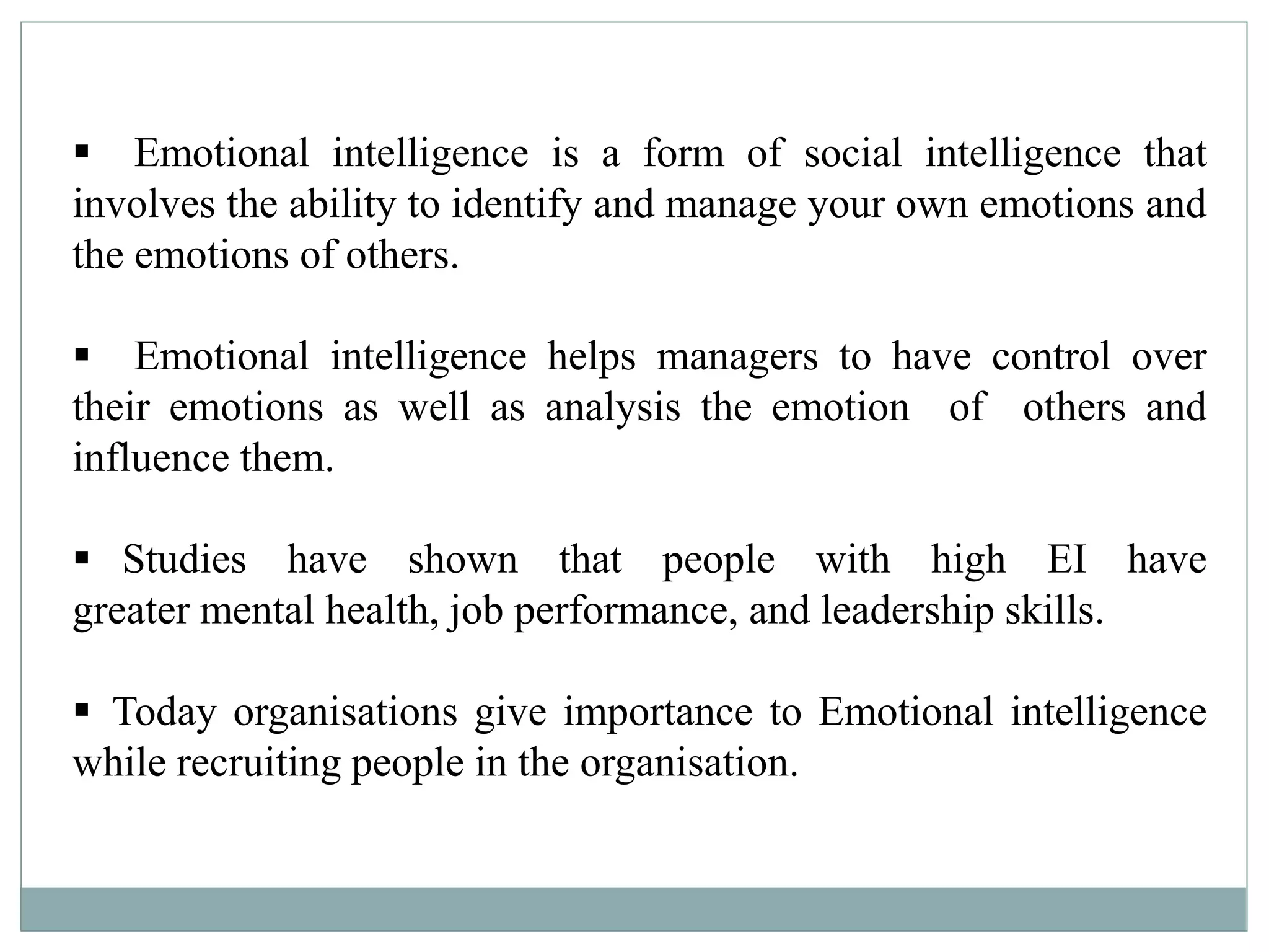 Emotional Intelligence, Goleman's Theory, Emotional Intelligence in ...