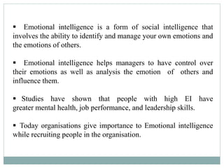 Emotional Intelligence, Goleman's Theory, Emotional Intelligence in ...