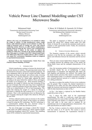 Vehicle Power Line Channel Modelling under CST Microwave Studio | PDF