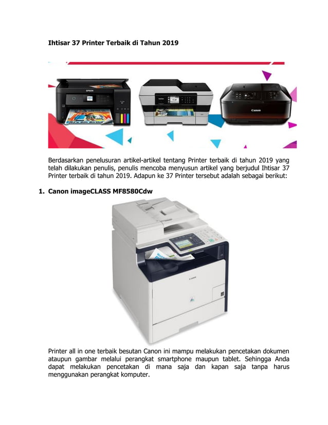 37 Printer terbaik di tahun 2019 | PDF