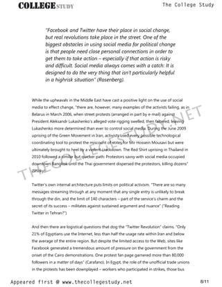 37 role of social media in political and regime change the college ...