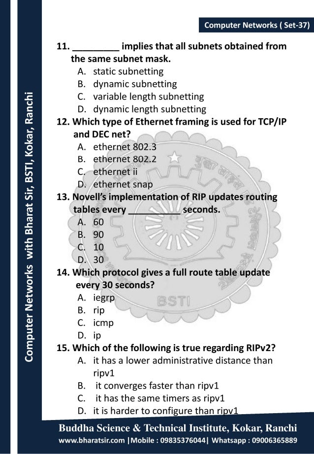 BSTI-BharatSir : Computer Network , Set-37 | PDF