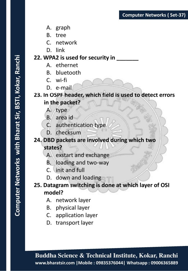 BSTI-BharatSir : Computer Network , Set-37 | PDF