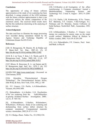 Study of Ion Scattering Process by the Method of Binary Collision Approximation | PDF