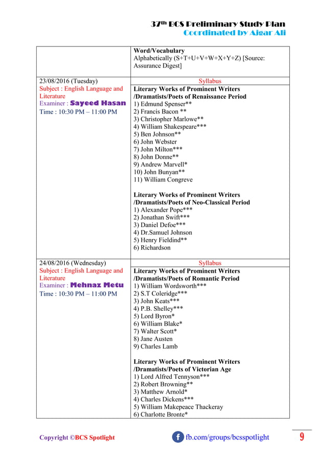 37th bcs preliminary study plan (version 2) | PDF