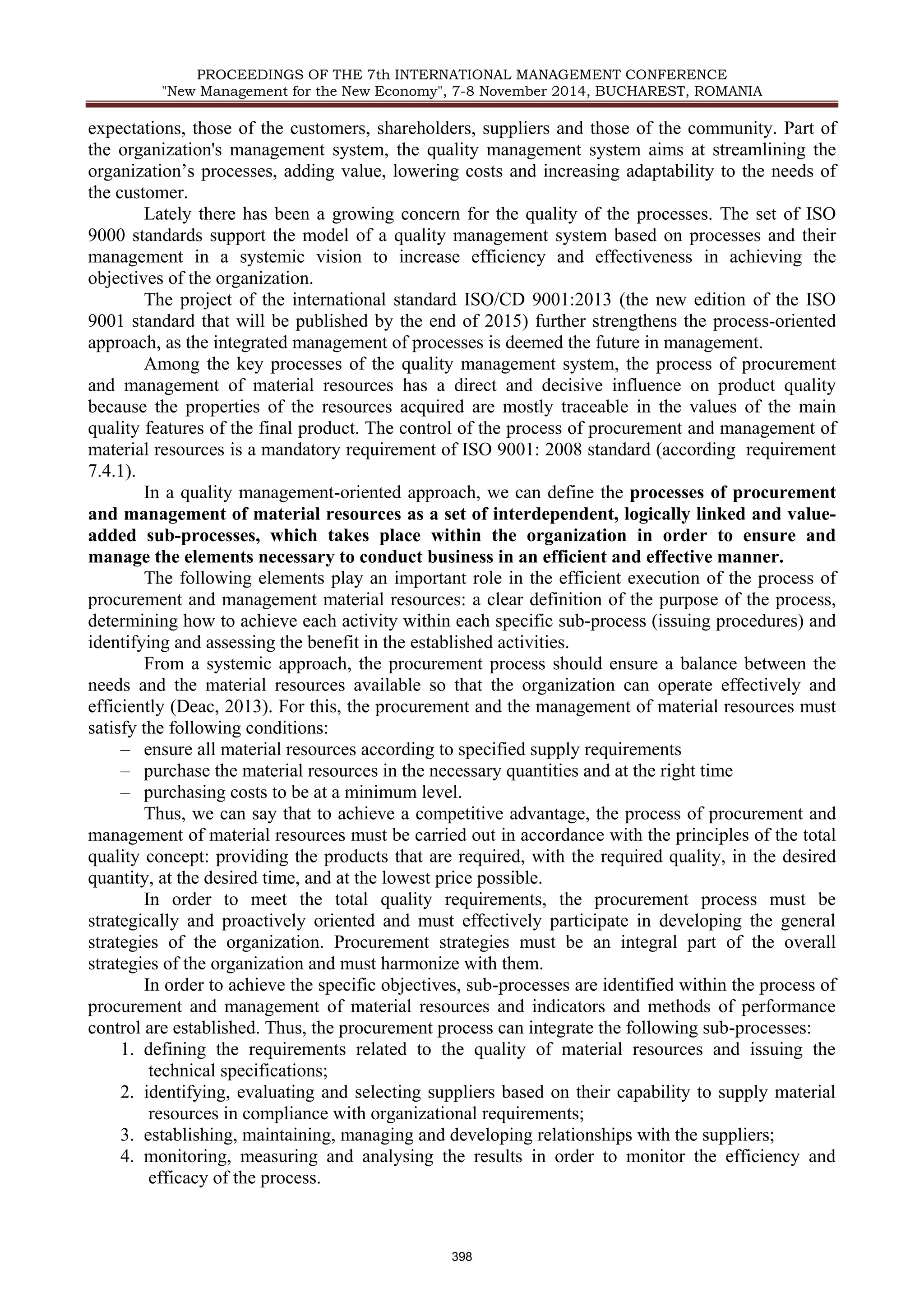 Quality Aspects in Procurement | PDF