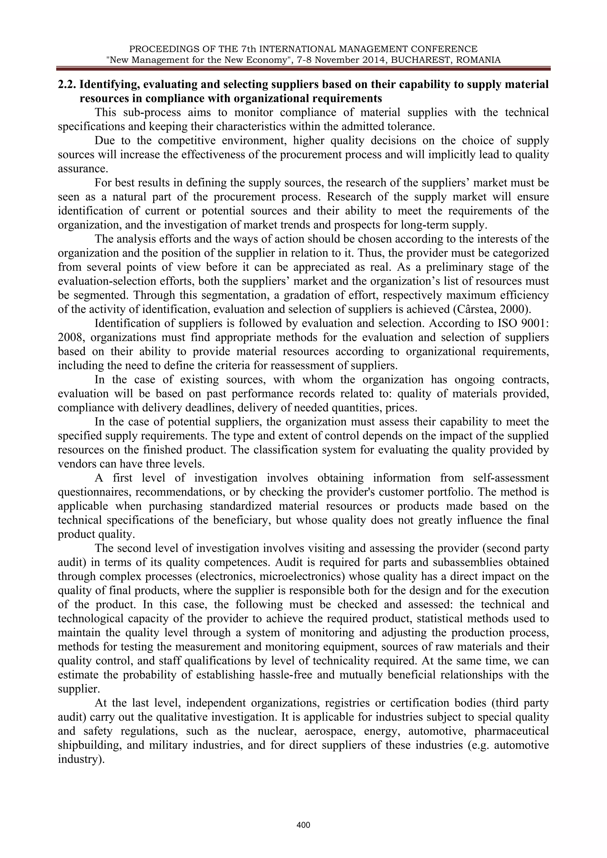 Quality Aspects in Procurement | PDF