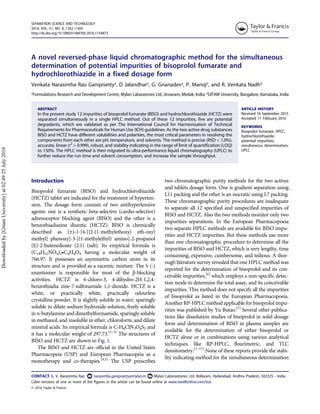 A novel reversed-phase liquid chromatographic method for the simultaneous determination of ...