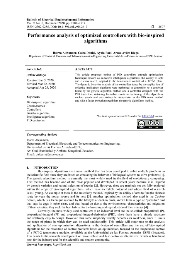 Performance analysis of optimized controllers with bio-inspired algorithms | PDF