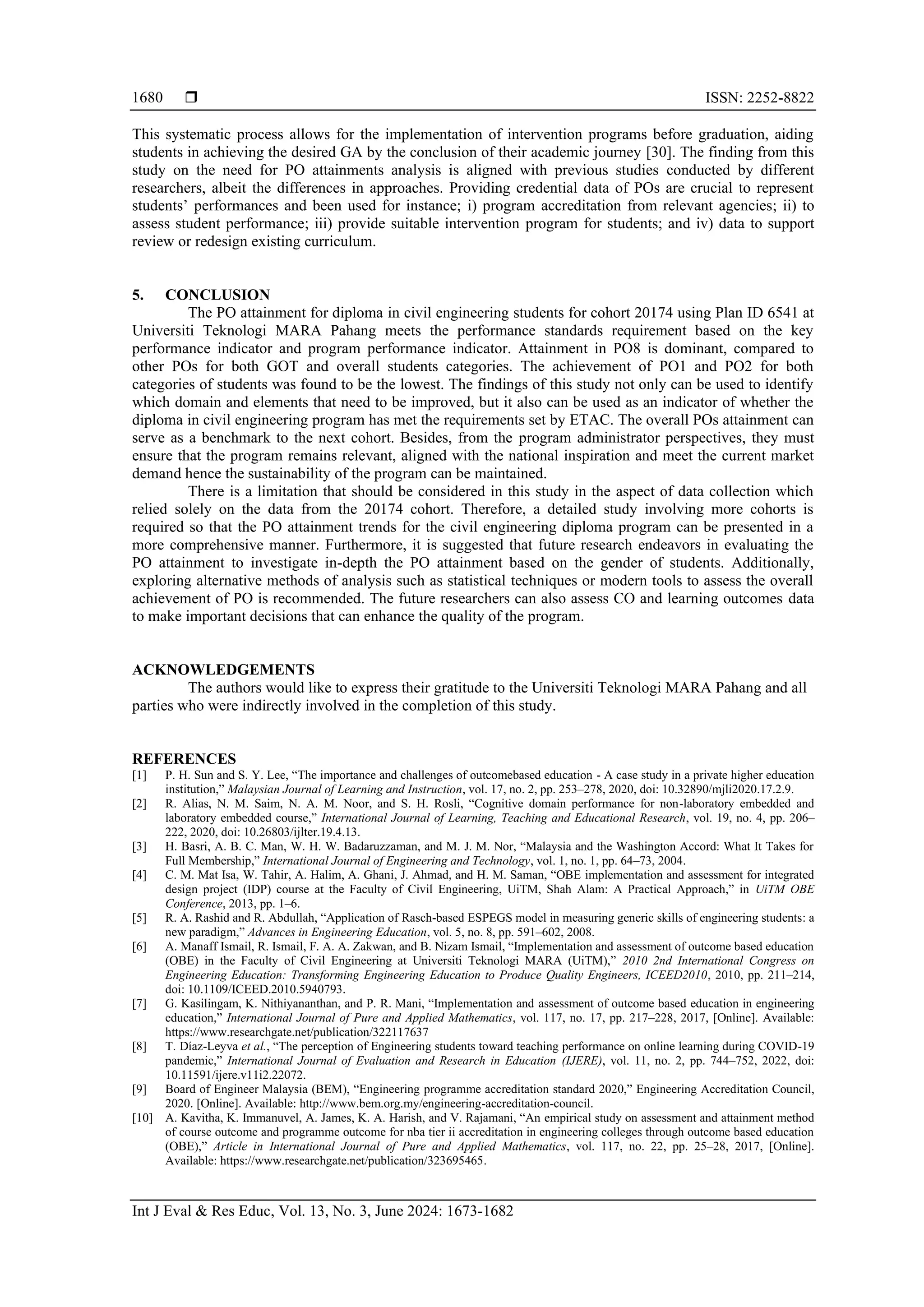 Analysis of program outcomes attainment for diploma in civil ...