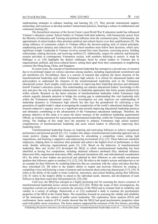 Validating the factor structure of school principals’ transformational ...