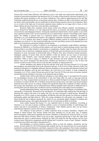 Factors of students’ non-lecture attendance and administrative ...