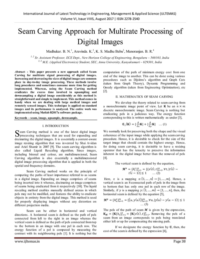 Seam Carving Approach for Multirate Processing of Digital Images | PDF